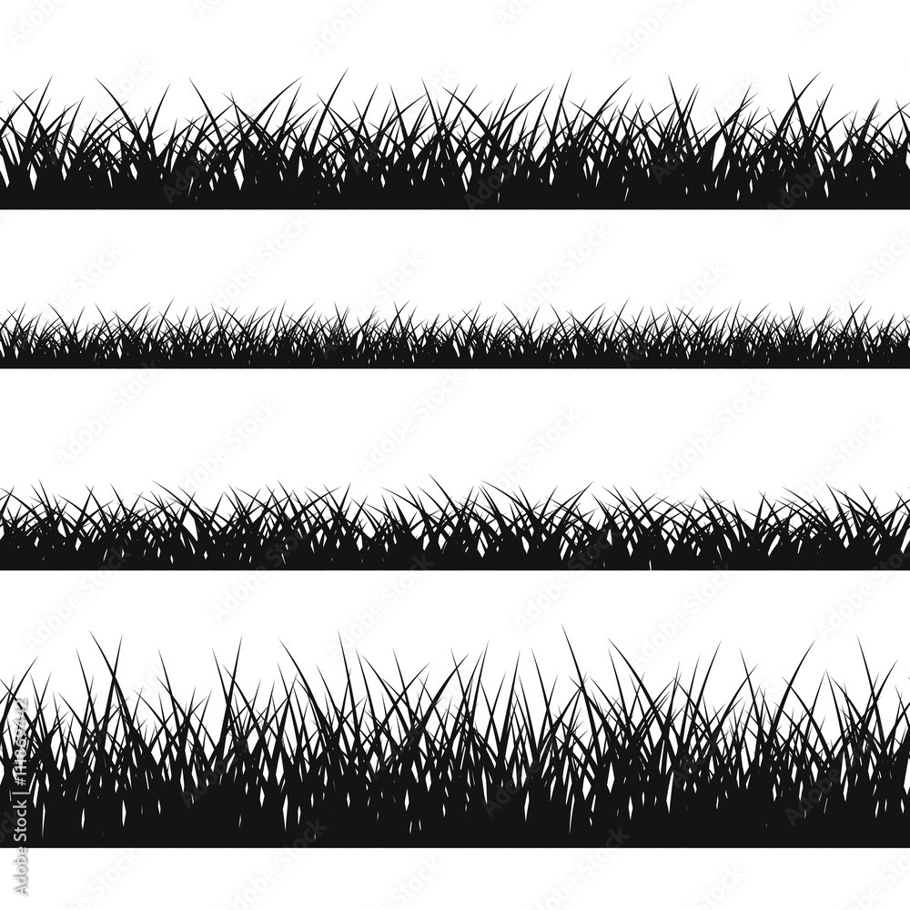 Grass silhouette seamless pattern. Nature lush landscape background ...