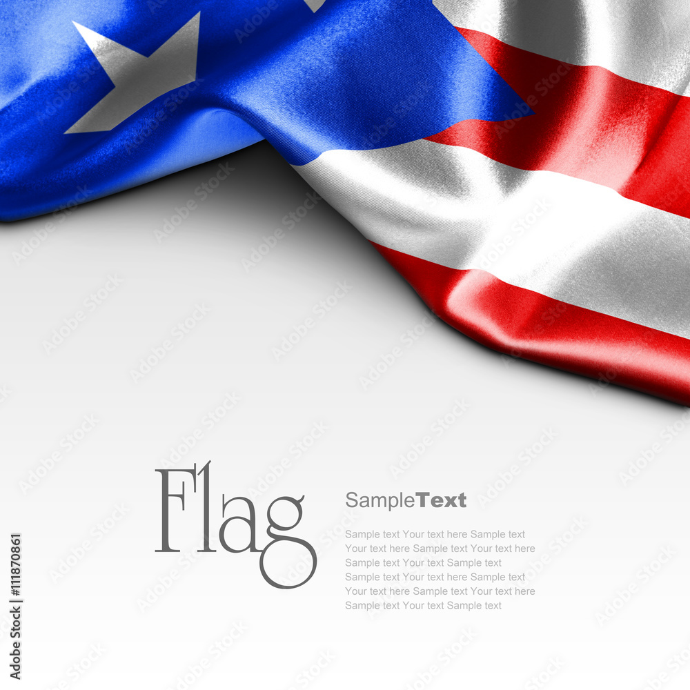 Flag of Puerto Rico on white background. Sample text. Stock Photo ...