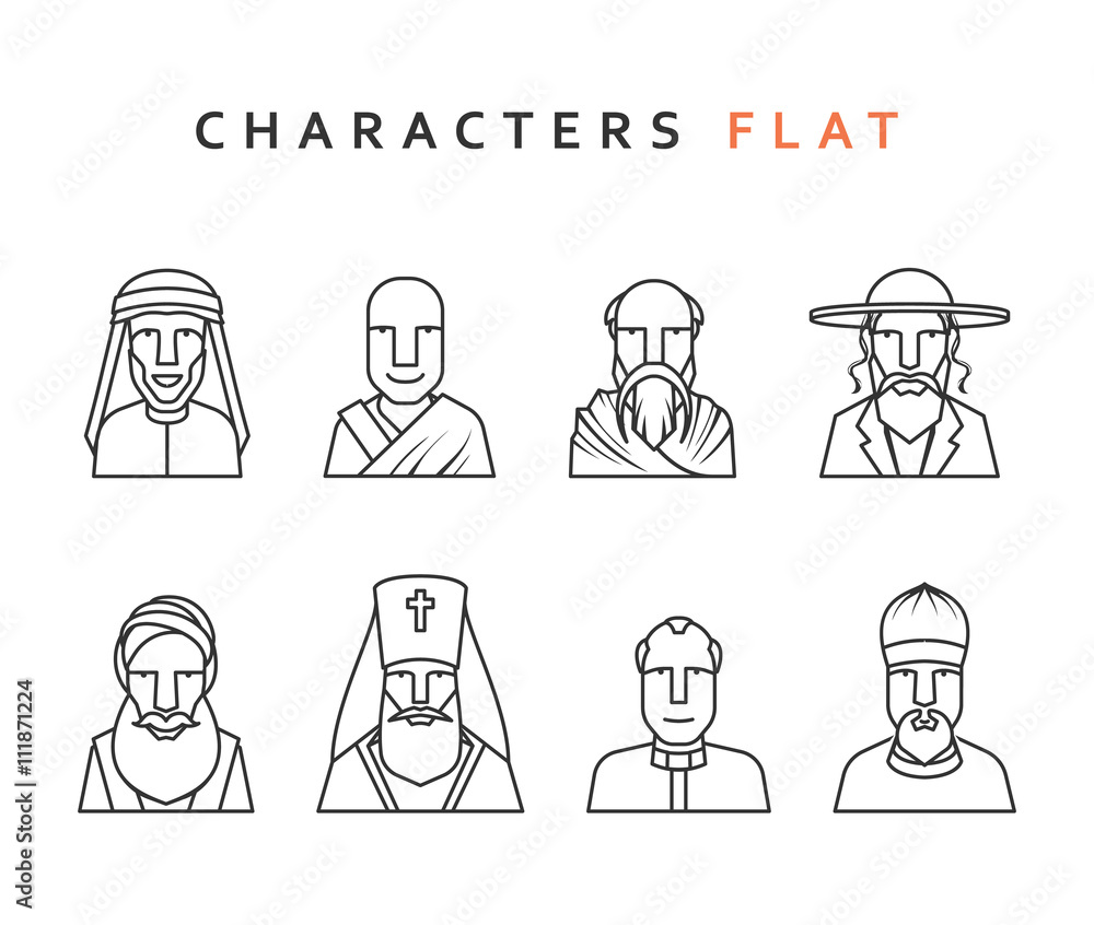 Set of religious figures of different religions in the world . Isolated ...