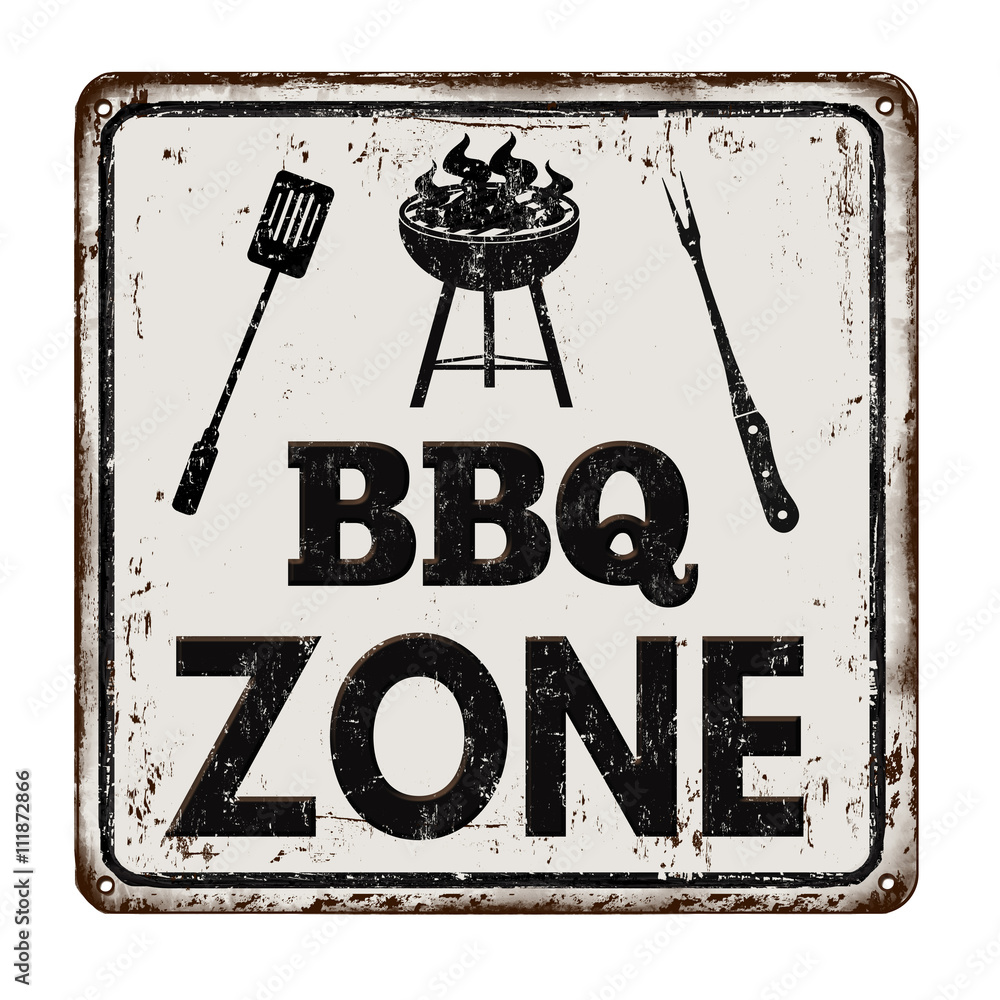 BBQ Barbecue zone vintage rusty metal sign Stock-Vektorgrafik | Adobe Stock