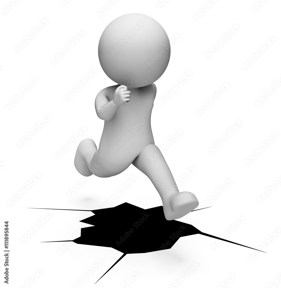 Problem Character Means Tight Spot And Breakthrough 3d Rendering Stock ...