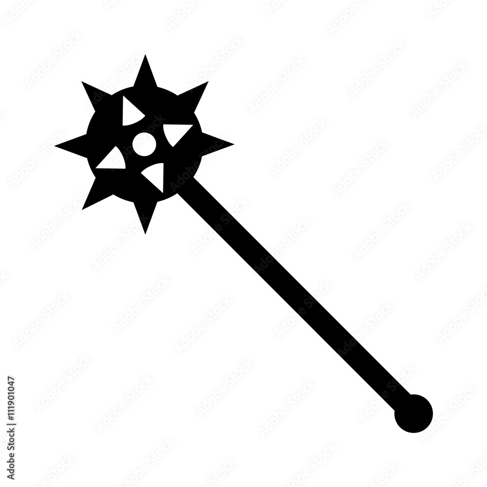 Spiked mace weapon flat icon for games and websites Stock Vector ...