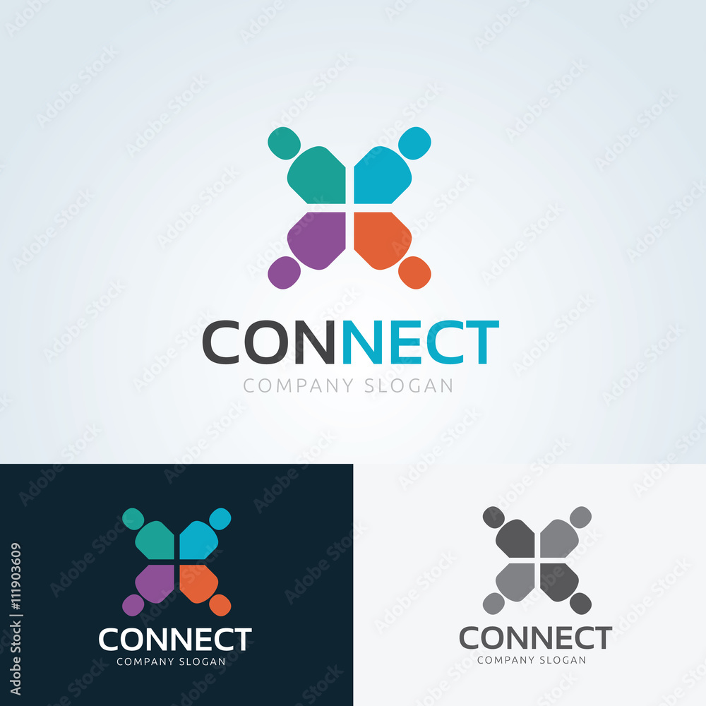 Software logo. connect logo. people connect logo Stock Vector | Adobe Stock