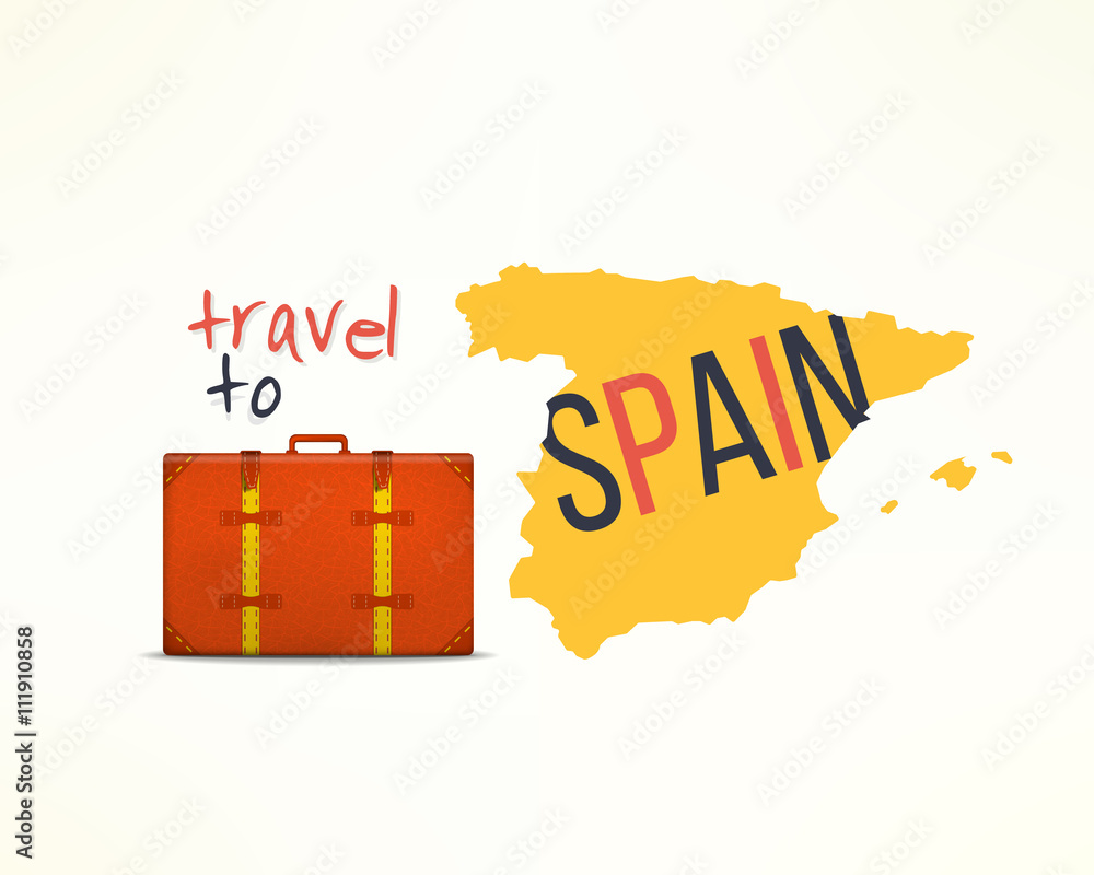 Travel to spain concept. Spanish traveler background. Espana map with ...