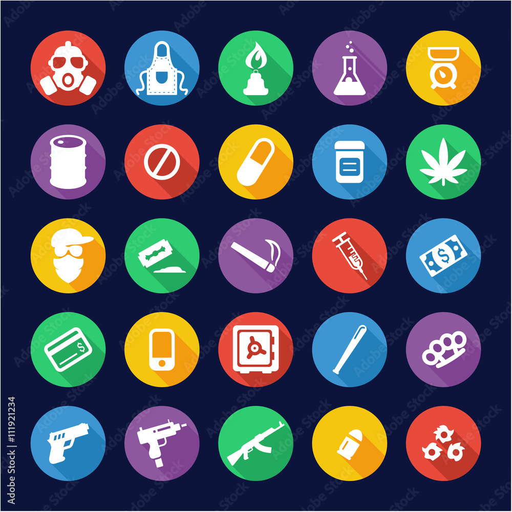 Drug Cartel Icons Flat Design Circle Stock Vector | Adobe Stock