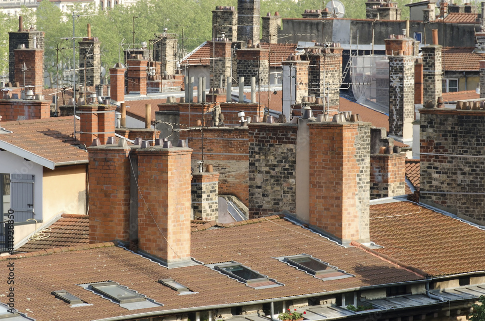 toits et cheminées, architecture française Stock Photo | Adobe Stock