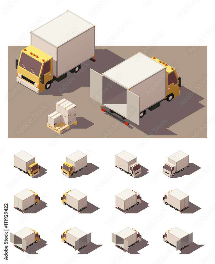 Vector isometric box truck icon set Stock Vector | Adobe Stock