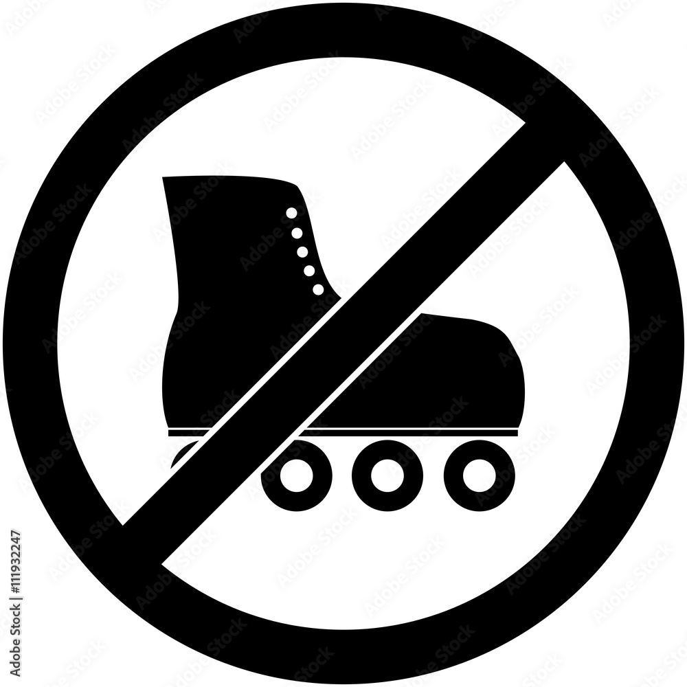 No skate, rollerskate, roller-skates and skating prohibited symbol ...