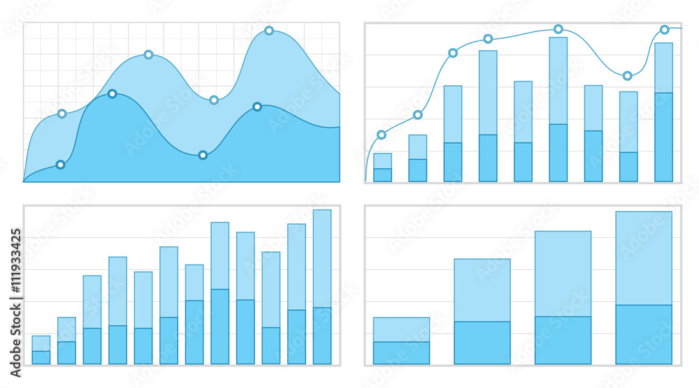 Set of flat graphs and charts with a grid vector de Stock | Adobe Stock