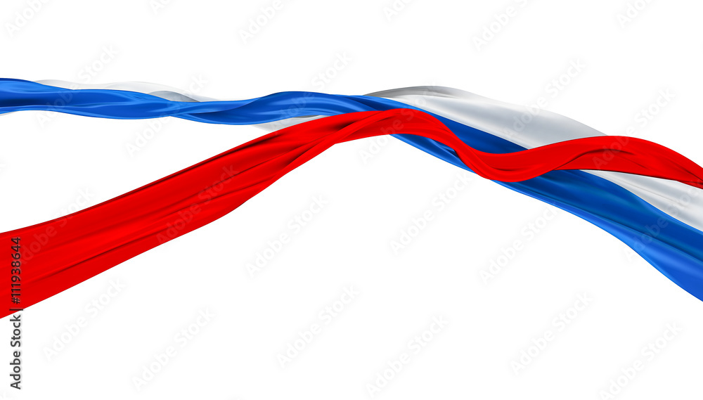 3D Illustration of TriColor Cut Ribbons Waving - Isolated Stock ...