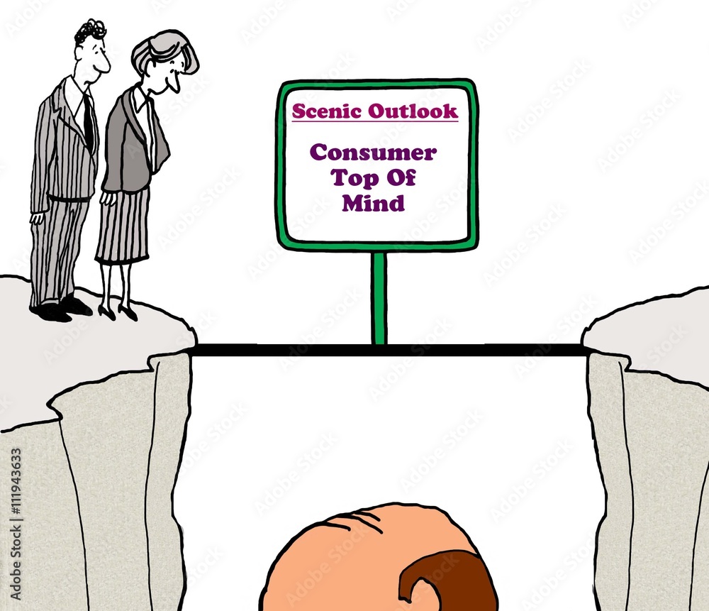 Business cartoon about keeping the consumer top of mind. Stock ...