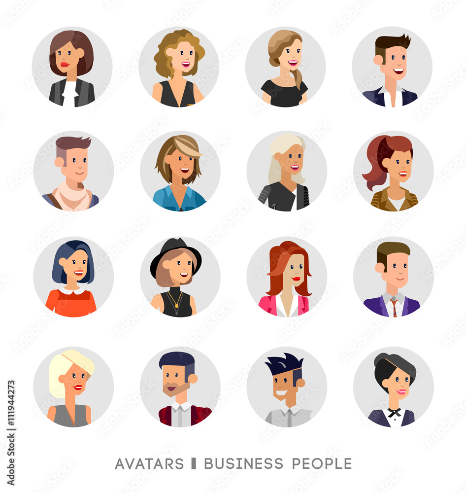 Cute cartoon human avatars set Stock Vector | Adobe Stock