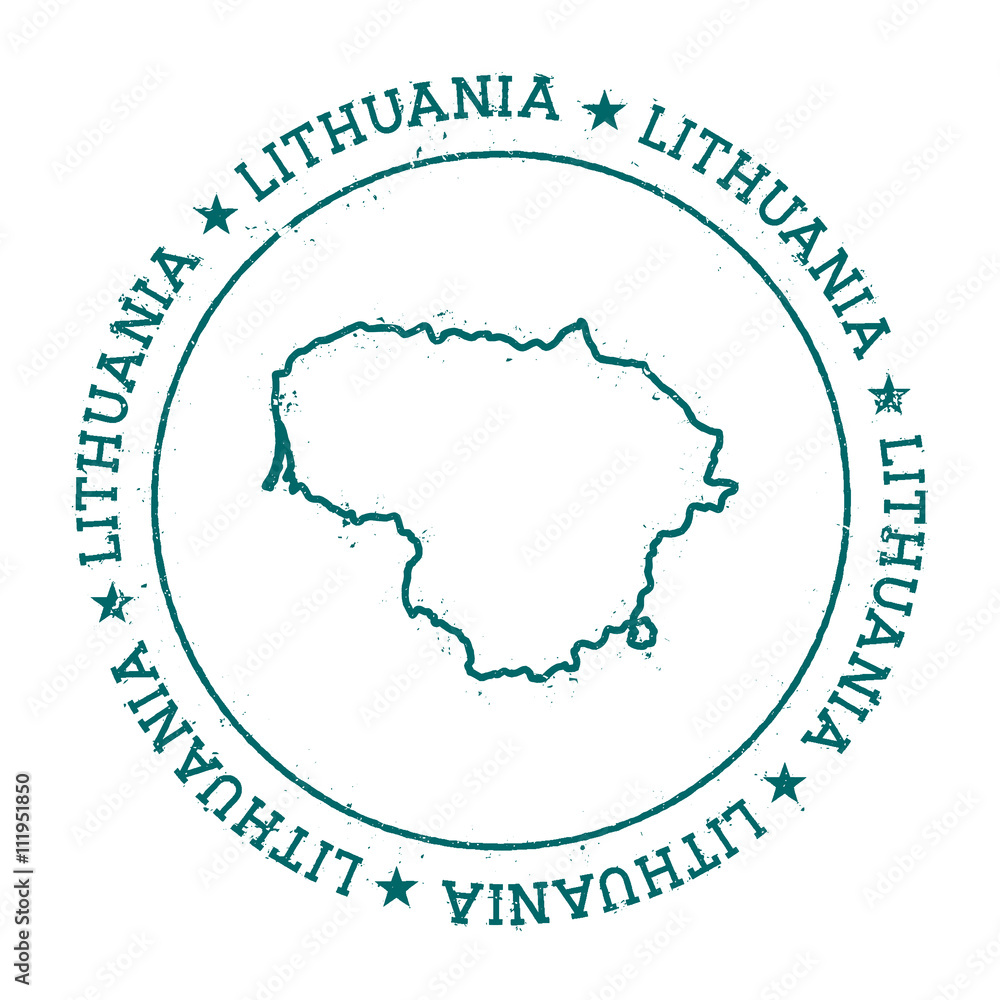 Lithuania vector map. Retro vintage insignia with country map ...