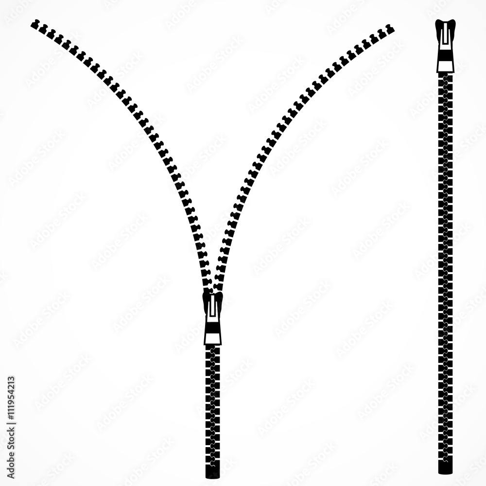 Open and closed zipper Stock Vector | Adobe Stock