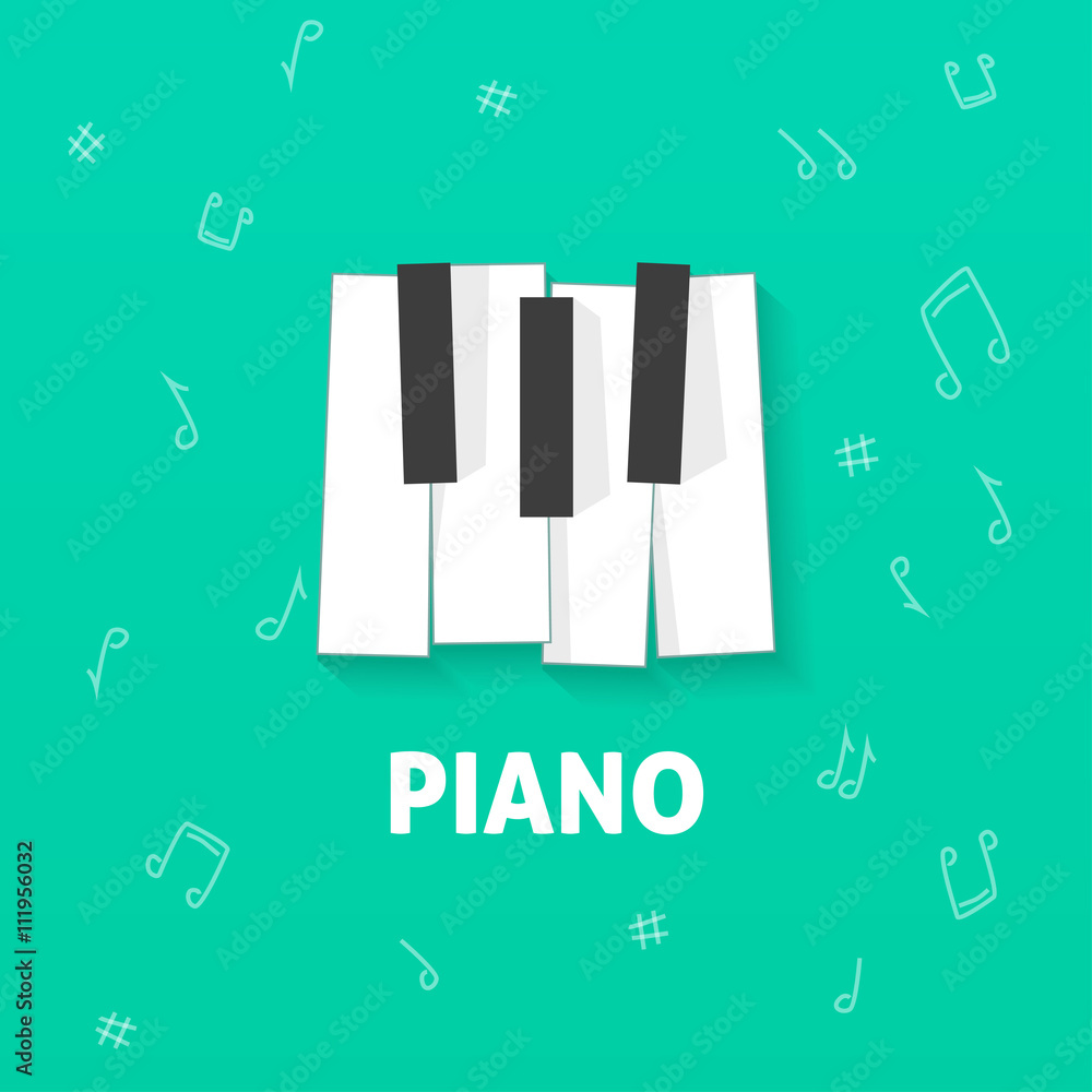 Piano keys vector flat logo, piano play emblem, piano keyboard, concert ...