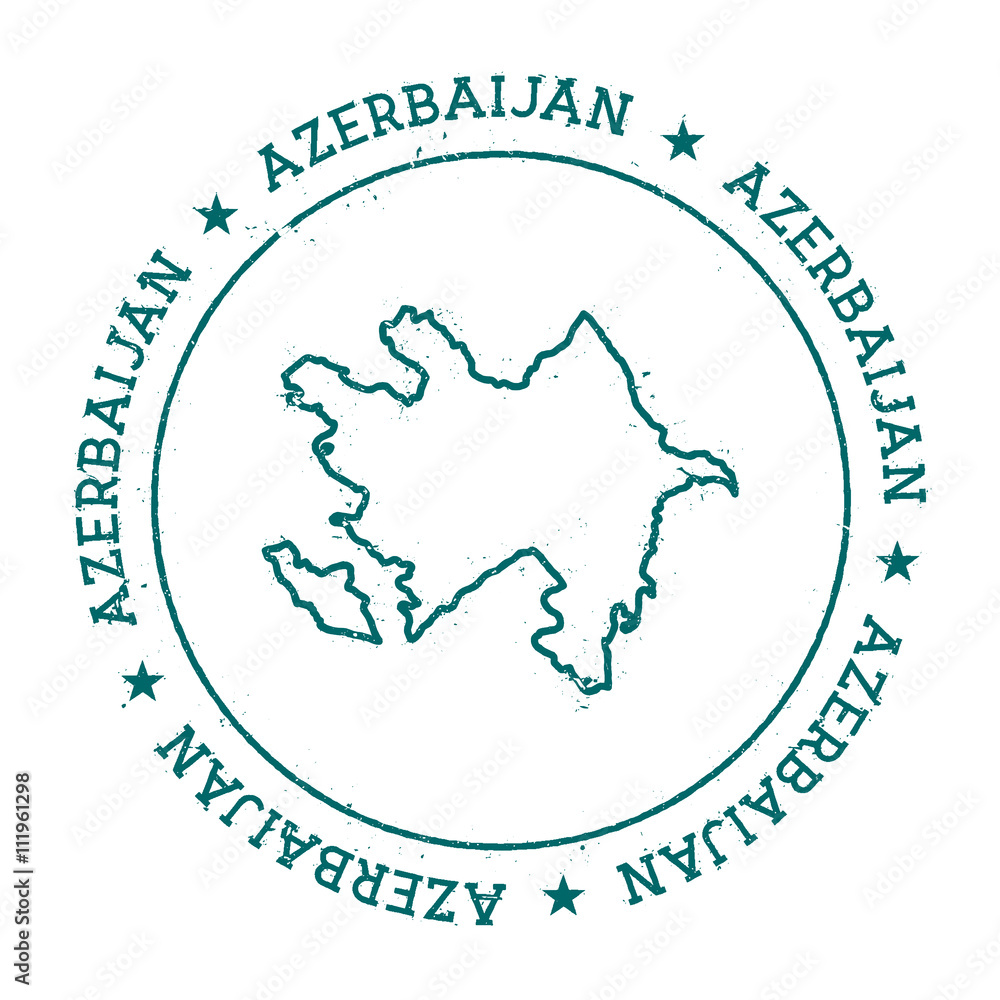Azerbaijan Vector Map Retro Vintage Insignia With Country Map