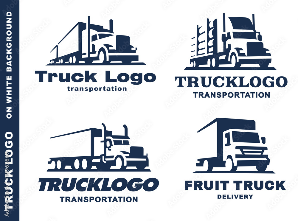 Logo set with truck and trailer. Stock Vector | Adobe Stock