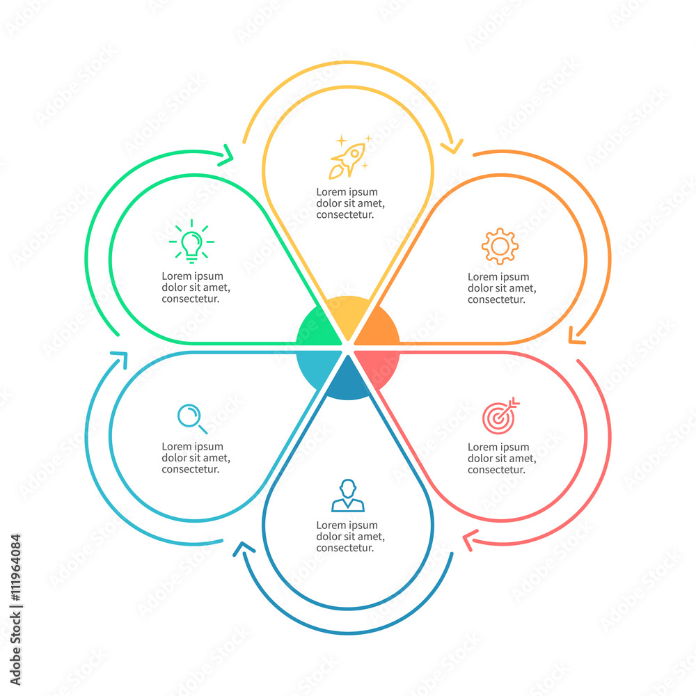 Linear infographics. Business diagram with 6 steps. Stock Vector ...