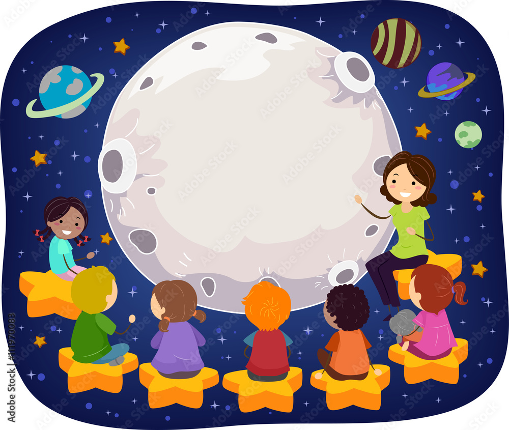 Stickman Kids Teacher Space School Stock Vector | Adobe Stock