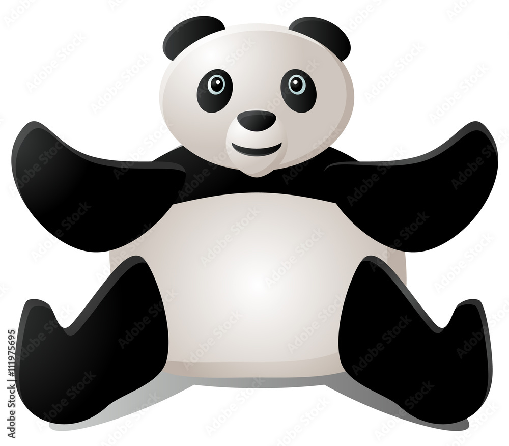 Sitting panda with two hands up vector image Stock Illustration | Adobe ...