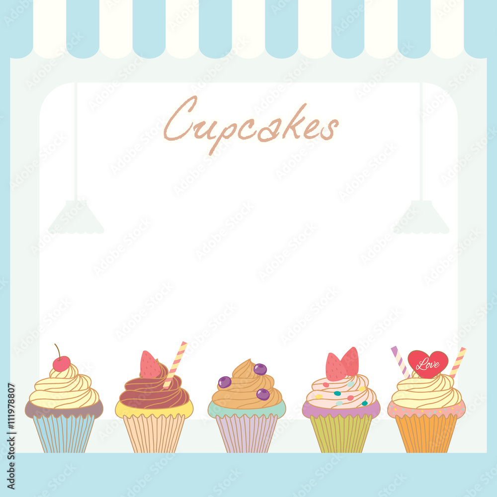 Blue Cupcake Border