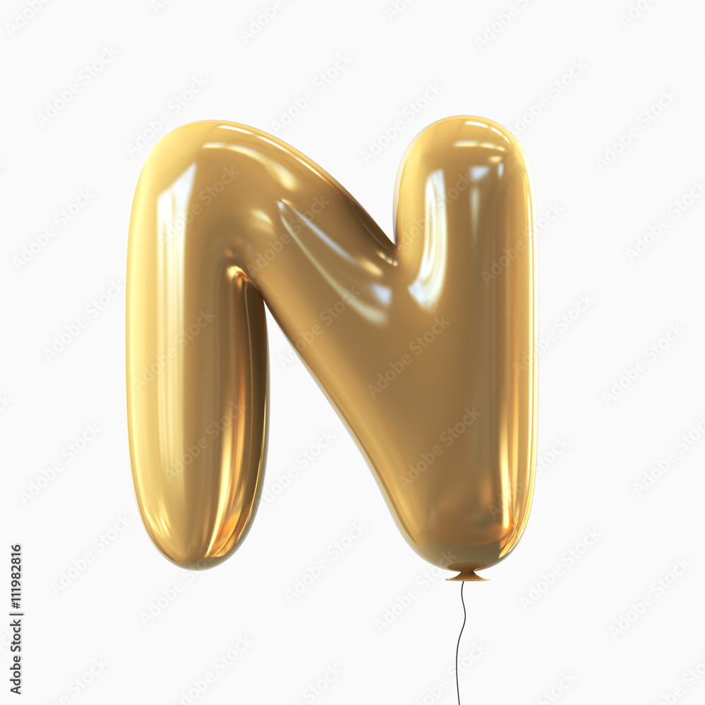 Letter N. Balloon font isolated on White Background. Stock Illustration ...