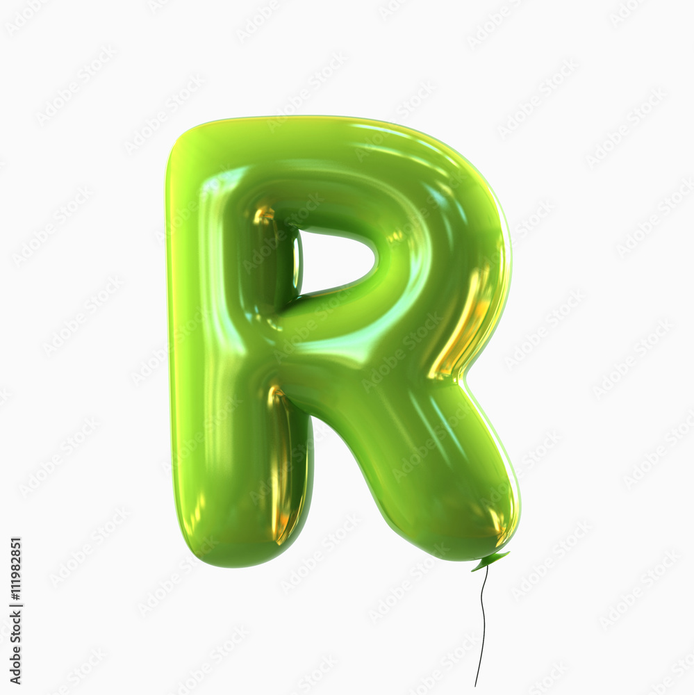 Letter R. Balloon font isolated on White Background. Stock Illustration ...