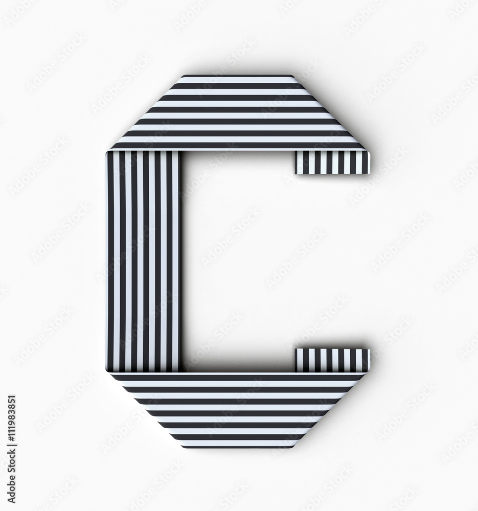 Origami paper font letter C. 3d rendering isolated on white background ...