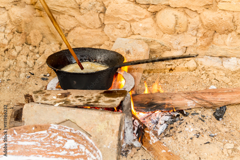 Cooking Food on Firewood Stock Photo | Adobe Stock