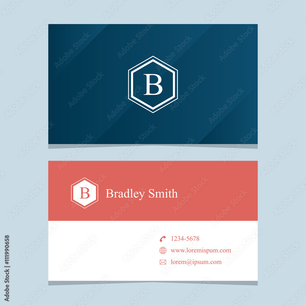 Logo alphabet letter "B", with business card template. Vector graphic ...