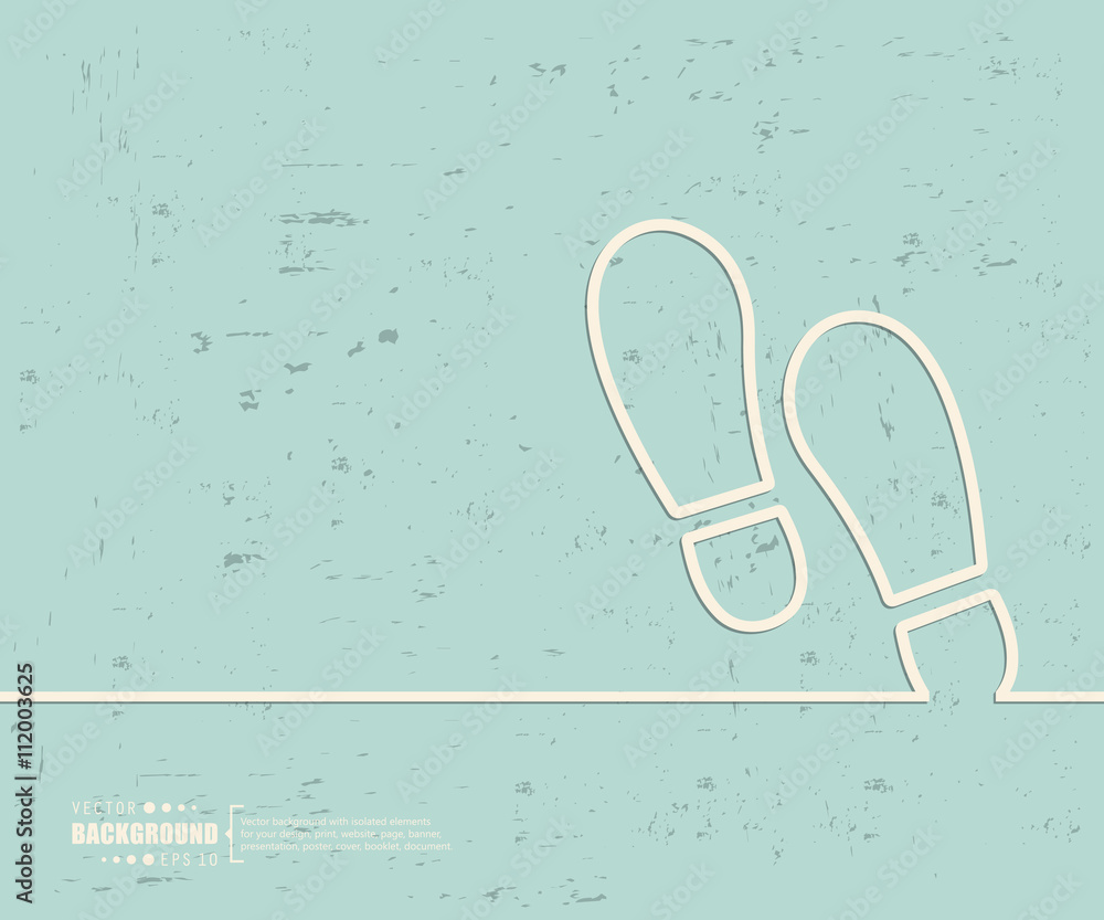 Creative vector footprint. Art illustration template background. For ...
