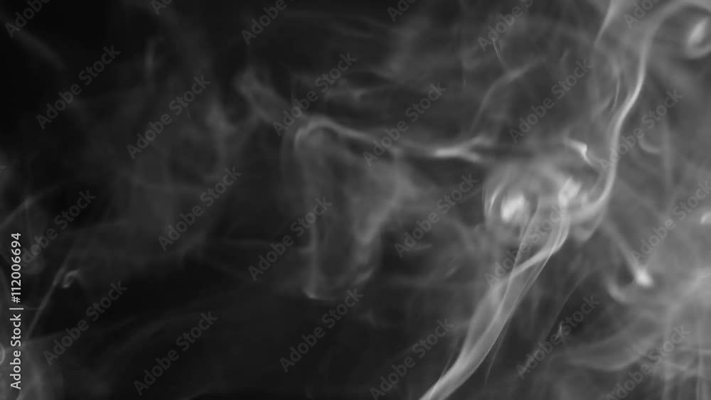 Smoke flows in turbulence air on black. Seamless loop soft background ...