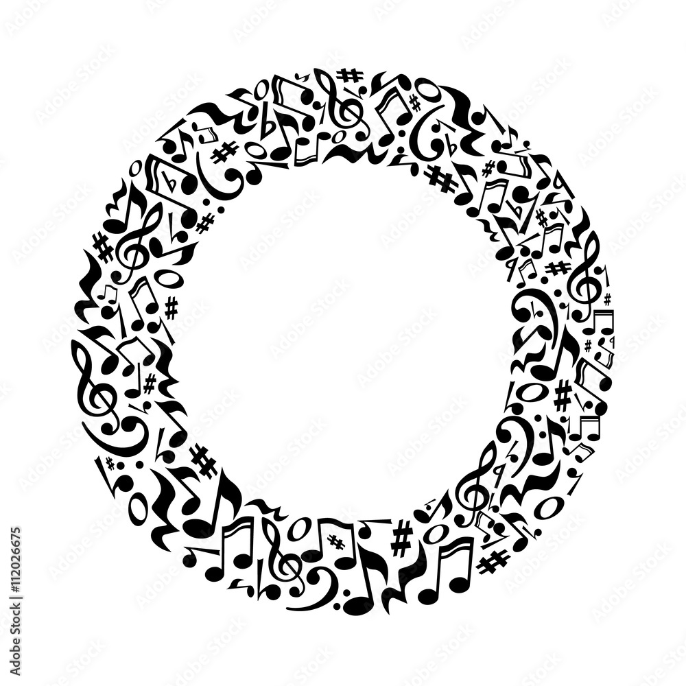 O letter made of musical notes on white background. Alphabet for art ...