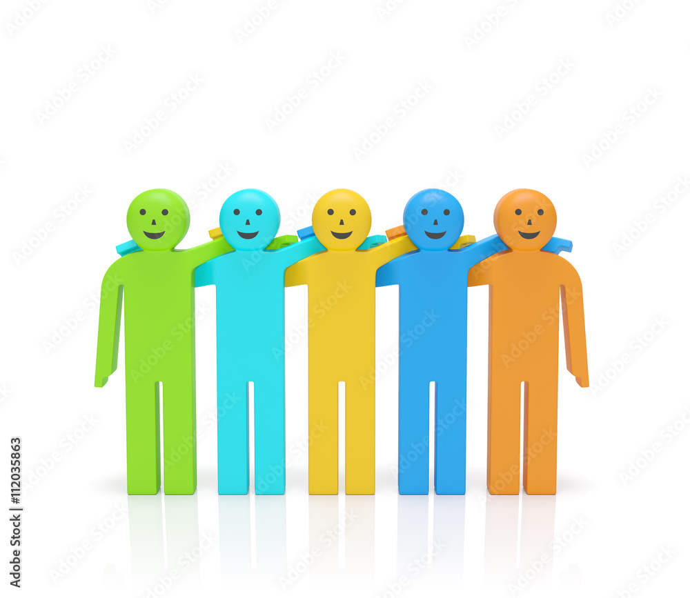 Friendship day. Hugging smiling happy colored people as symbol of ...