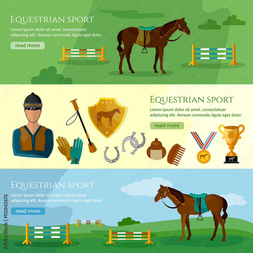 Equestrian sport banner professional jockey club Stock Vector | Adobe Stock