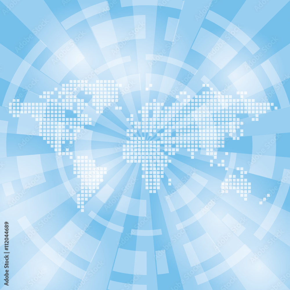 light blue abstract background with map and rays - vector Stock Vector ...