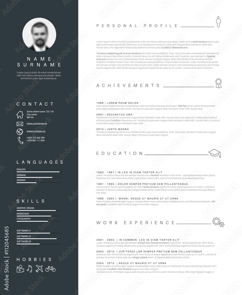 Minimalist resume cv template with nice typography Stock Vector | Adobe ...
