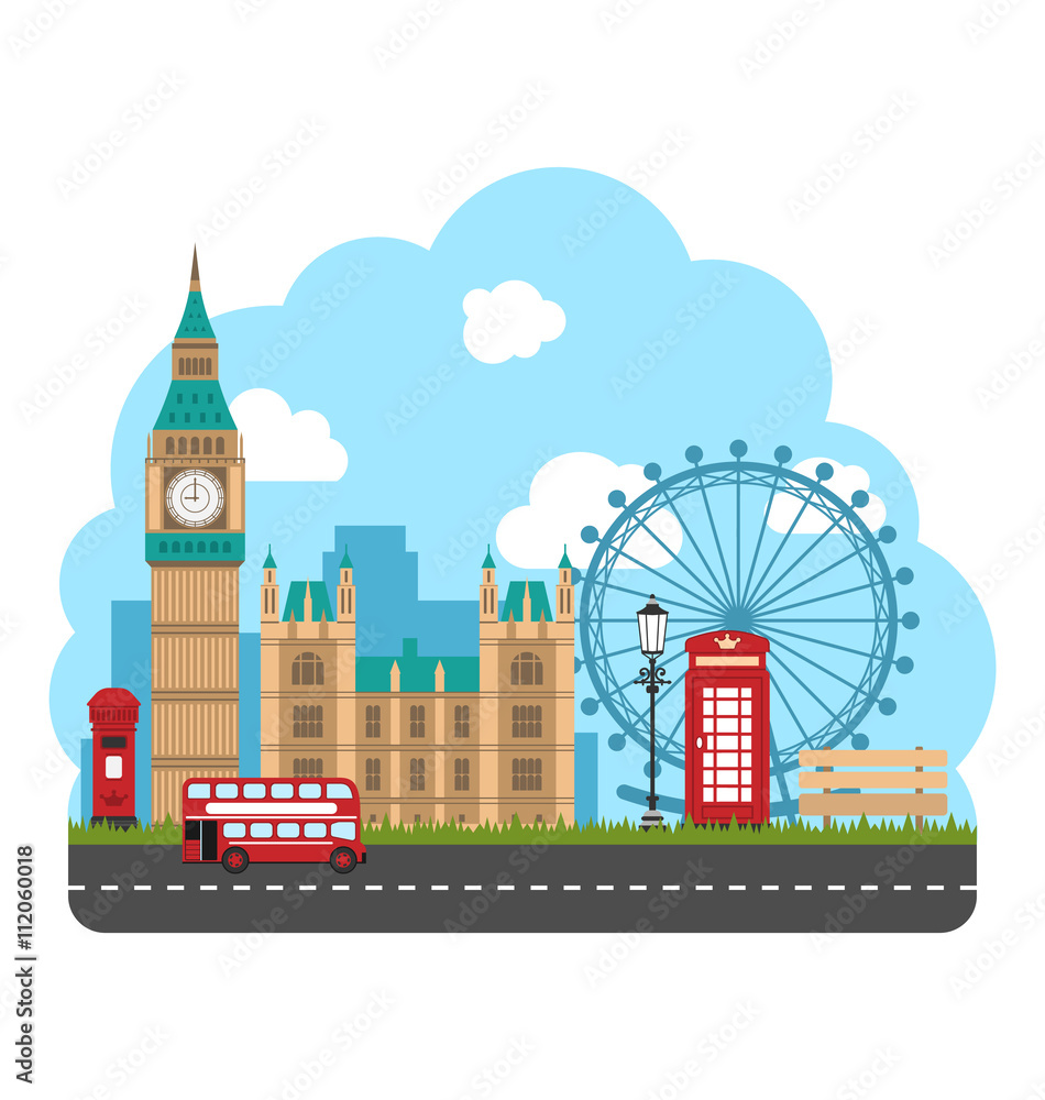 Design Poster for Travel of England. Urban Background Stock Vector ...