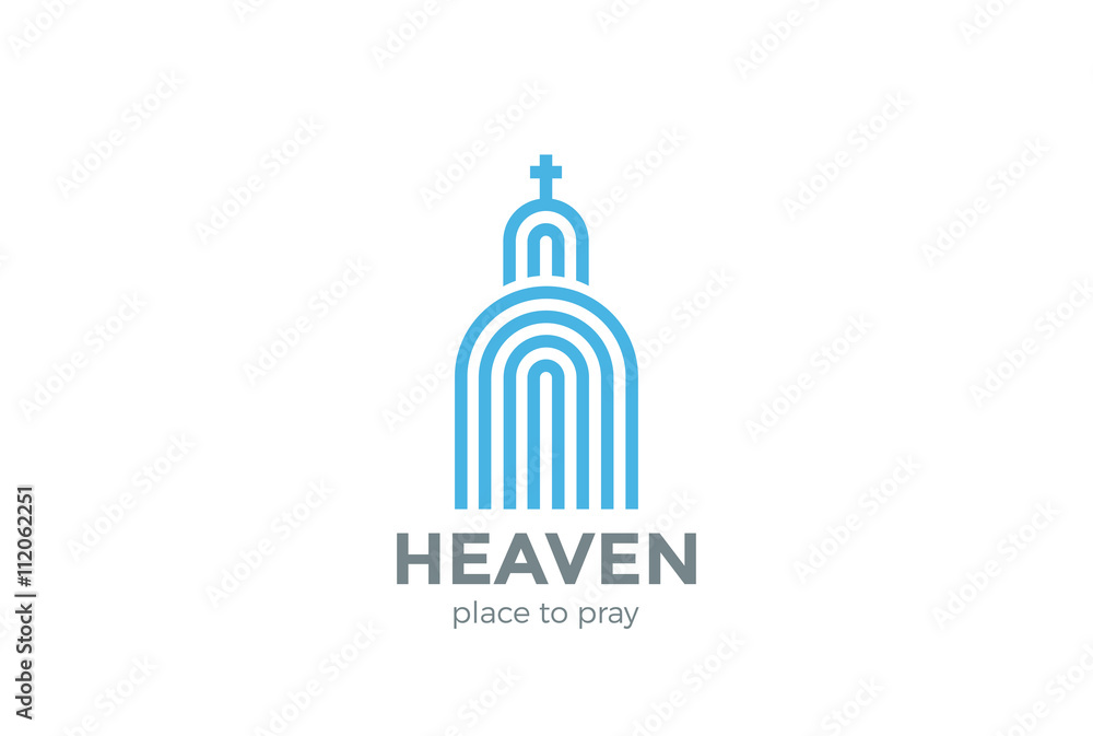 Church Logo Religion abstract design vector Linear Catolic шсщт Stock ...