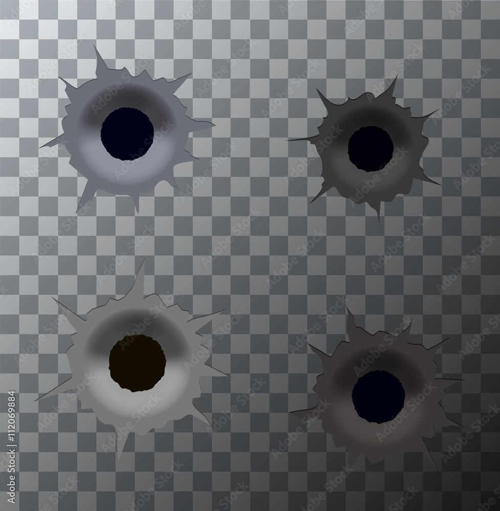 Vector modern bullet holes set on transparent background Stock Vector ...