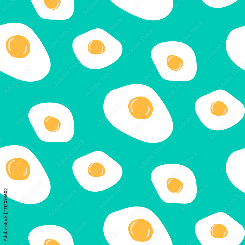 Egg seamless green vector pattern. Scrambled eggs food background ...