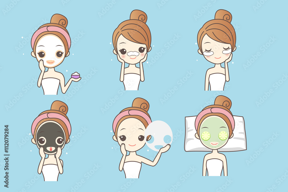 cartoon woman face with mask Stock Vector | Adobe Stock