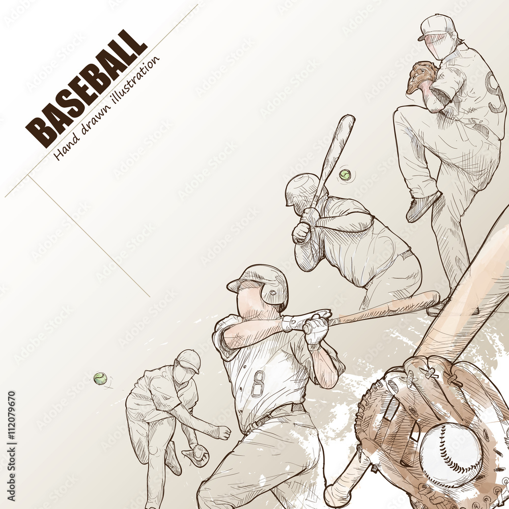 Illustration of baseball. hand drawn. baseball poster. Sport background ...