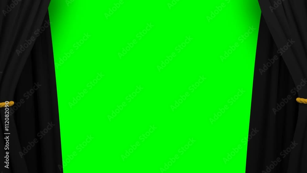 Curtains opening and closing stage theater cinema green screen 4K Stock ...