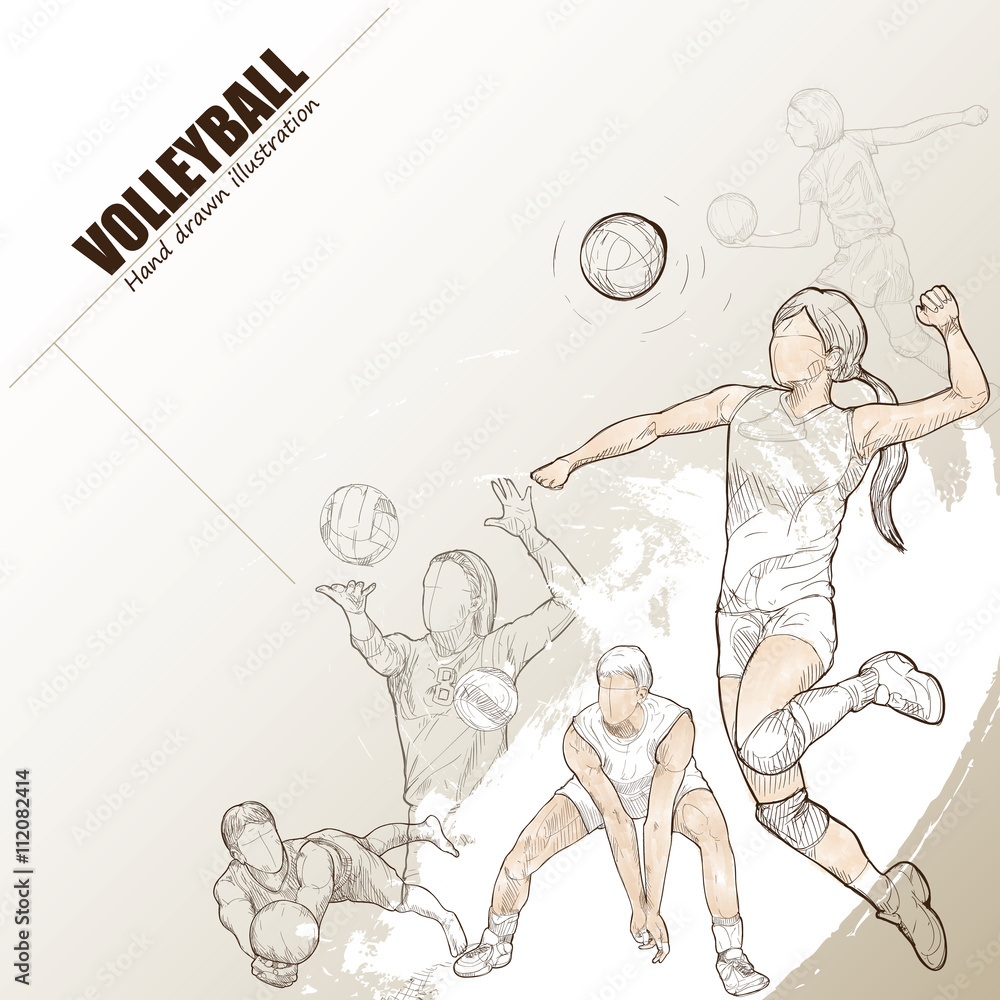 illustration of volleyball. Hand drawn. volleyball poster. Sport ...