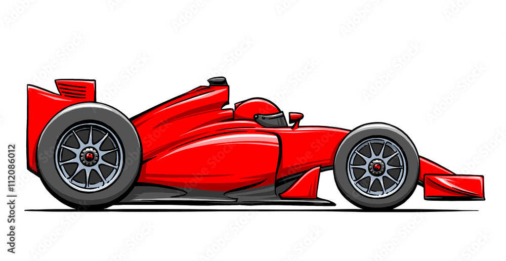 child's funny cartoon formula race car illustration art Stock ...