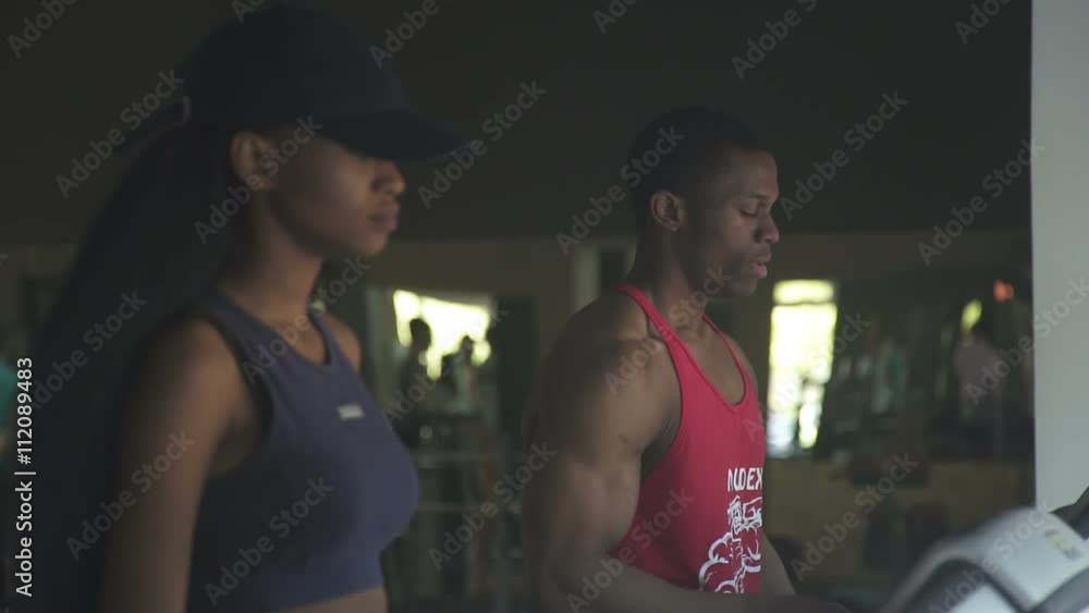 Close-up side view of black african-american couple man and woman ...