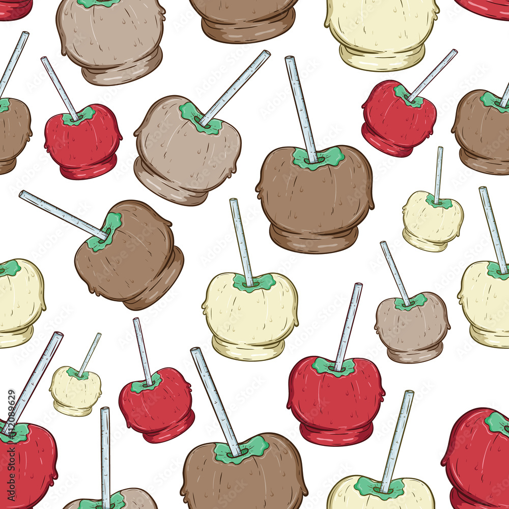 Seamless Pattern Of Sweet Candy Apples in Various Colors Stock Vector ...