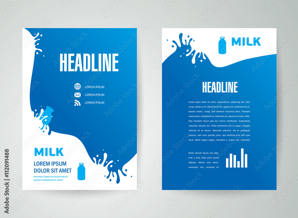 flyer brochure design template milk splash liquid drops element Stock ...