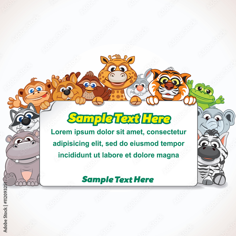 Cartoon Zoo Animal Sign Stock Vector | Adobe Stock